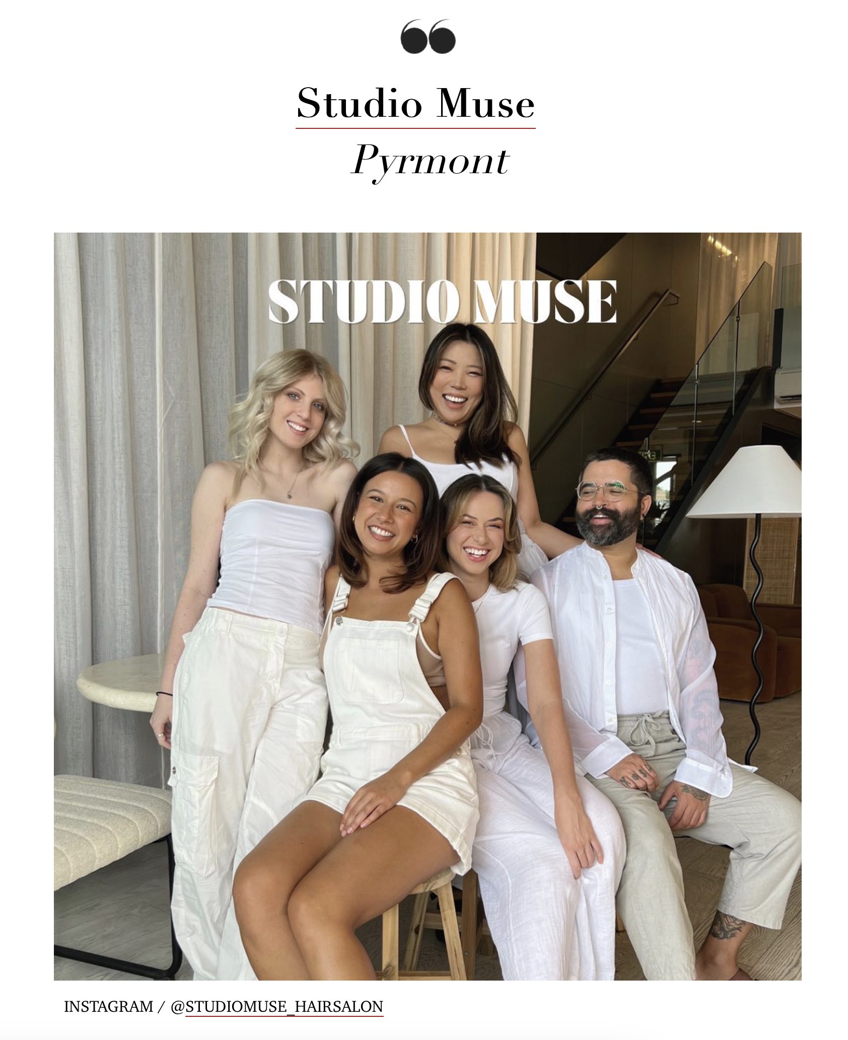 About our Hair Salon | Studio Muse - Pyrmont